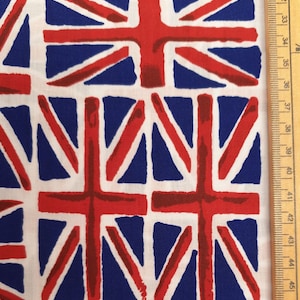 Union Jack Fabric 35% Cotton 65 Polycotton Material by Metre Colourful ...