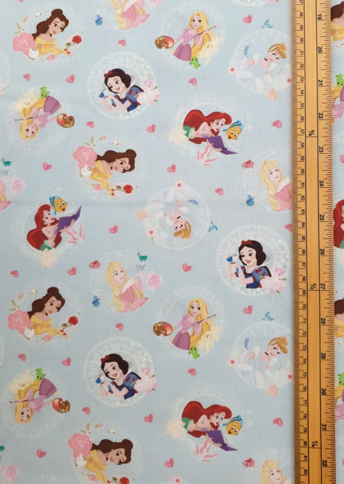 Disney Princesses Character Fabric UK 100% Cotton Sky Blue - Etsy