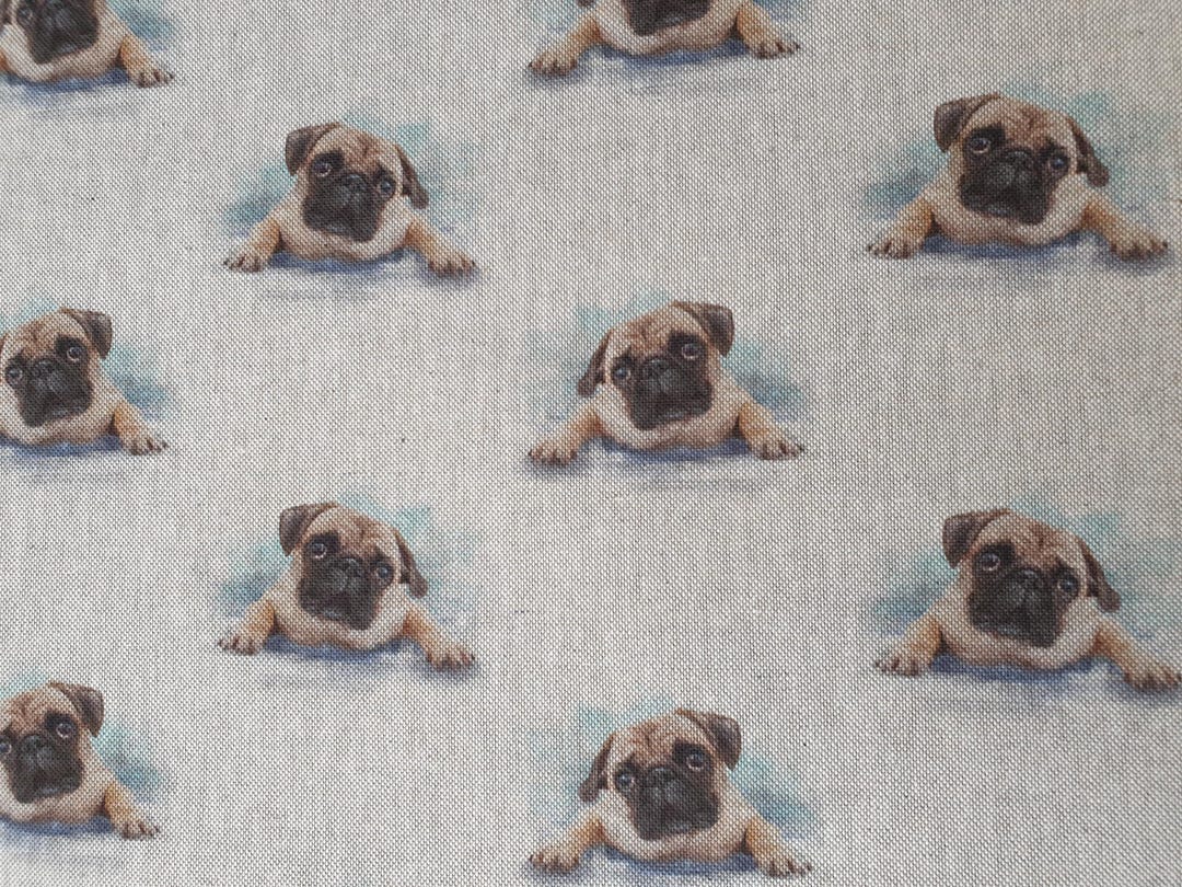 Pug Fabric UK Fat Quarter 18" X 22" or 46cm X 56cm 80/20% Cotton ...