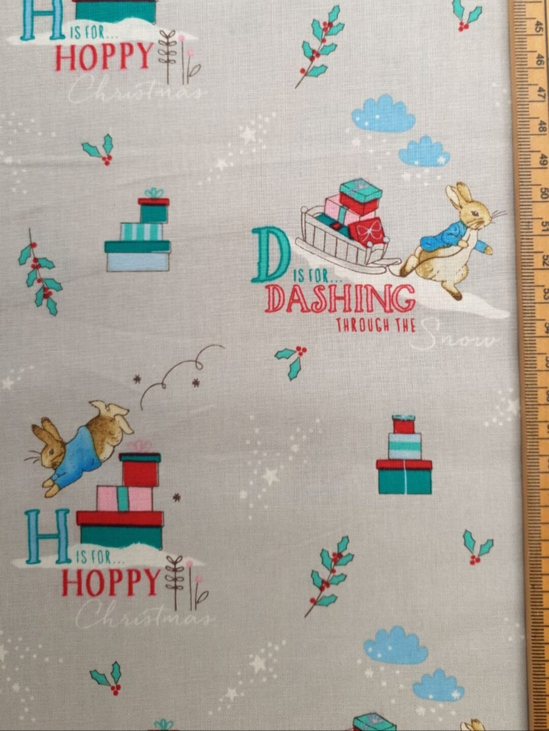 Peter Rabbit Fabric UK 100% Cotton Material by Metre Christmas Animal ...