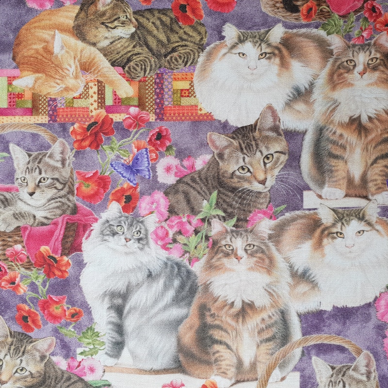 Cat Print Fabric - Etsy