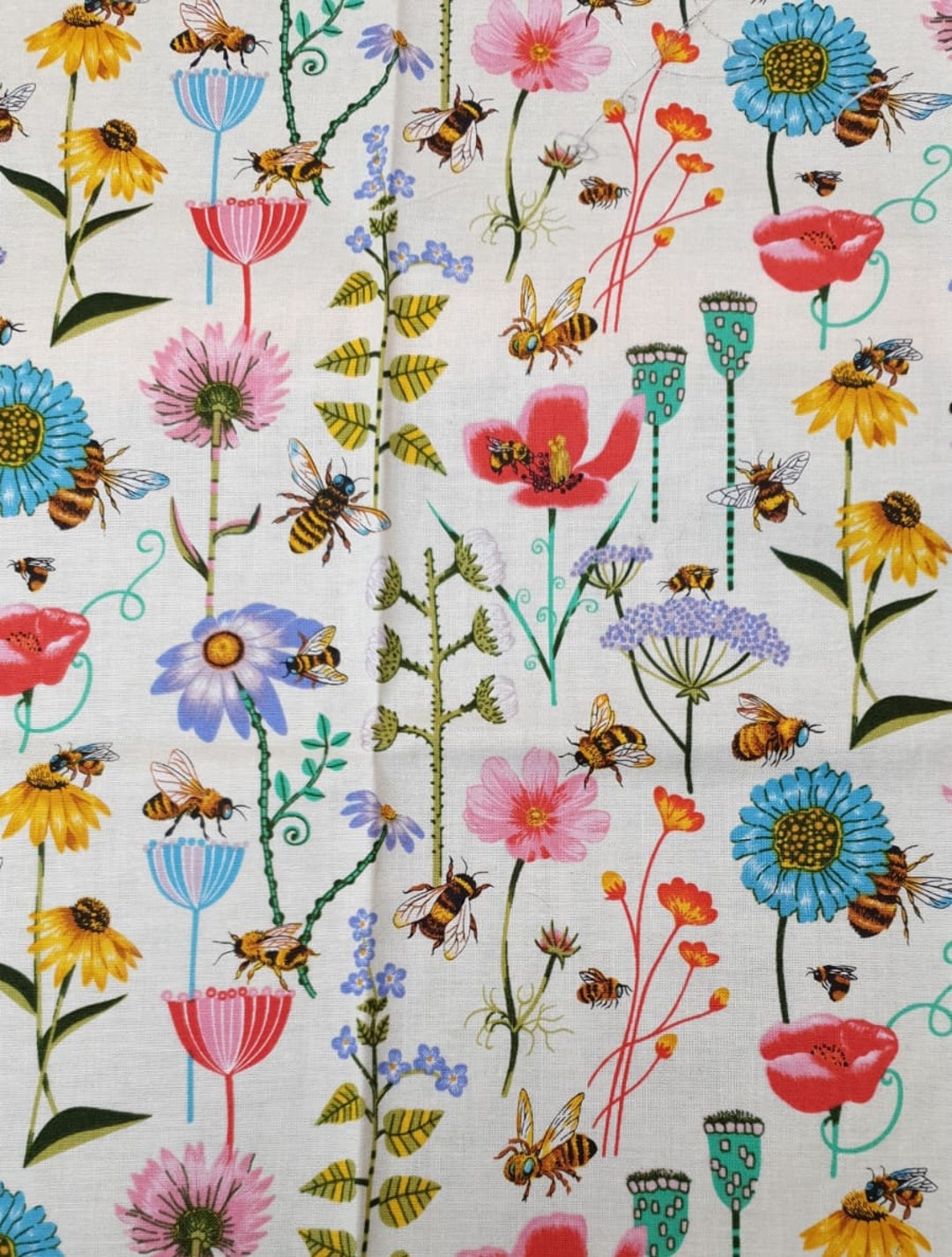 Bumble Bee Haven Fabric 100% Cotton Material Metre Friends Patchwork ...