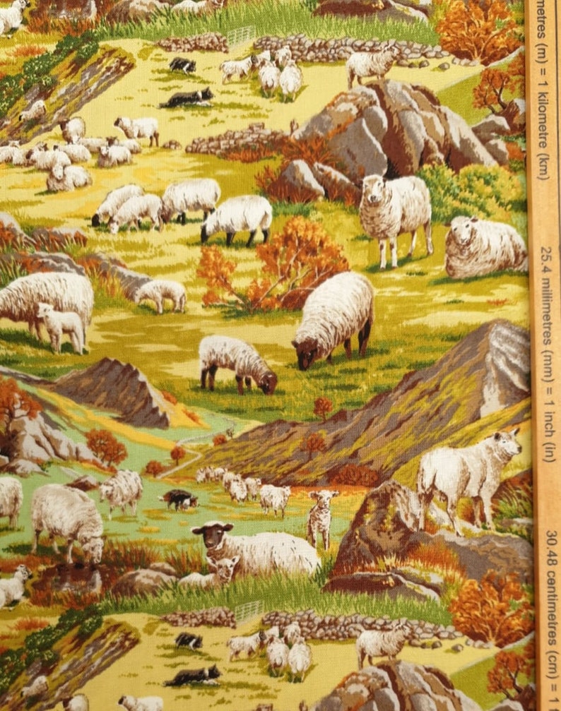 Sheep and Lambs Fabric UK 100% Cotton Material by Metres in | Etsy