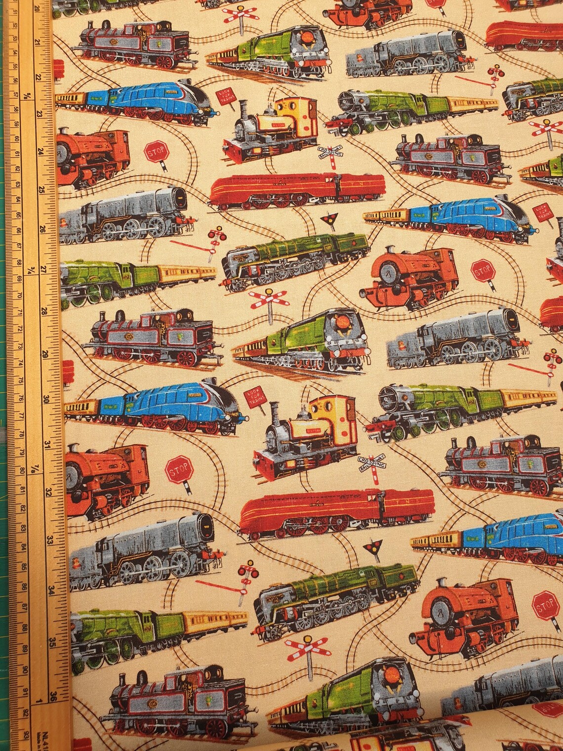 Trains Fabric UK 100% Cotton Material by Metre Railways Rail ...