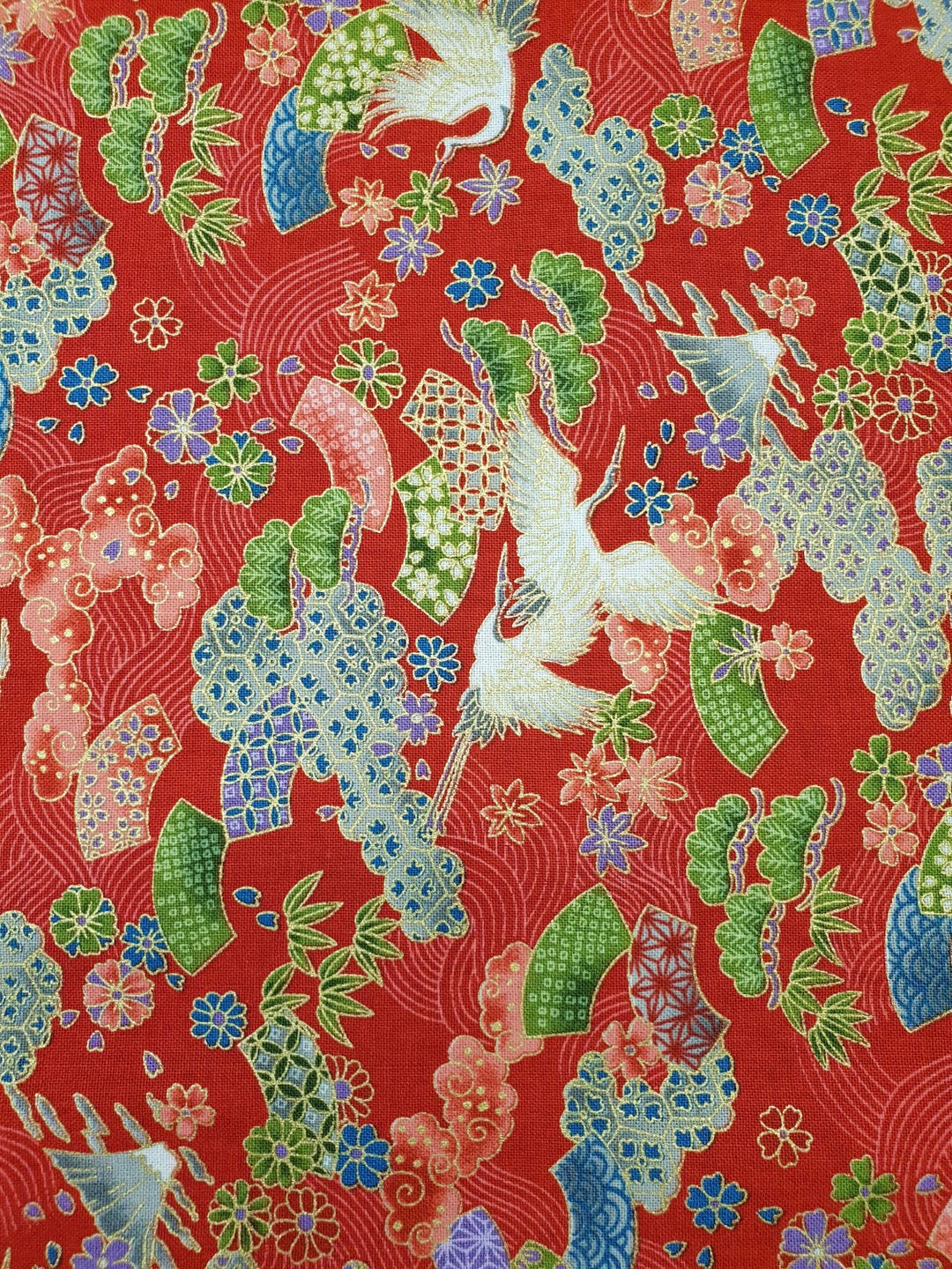 Japanese Crane Fabric UK Fat Quarter 20" X 22" or 50cm X 56cm 100% ...