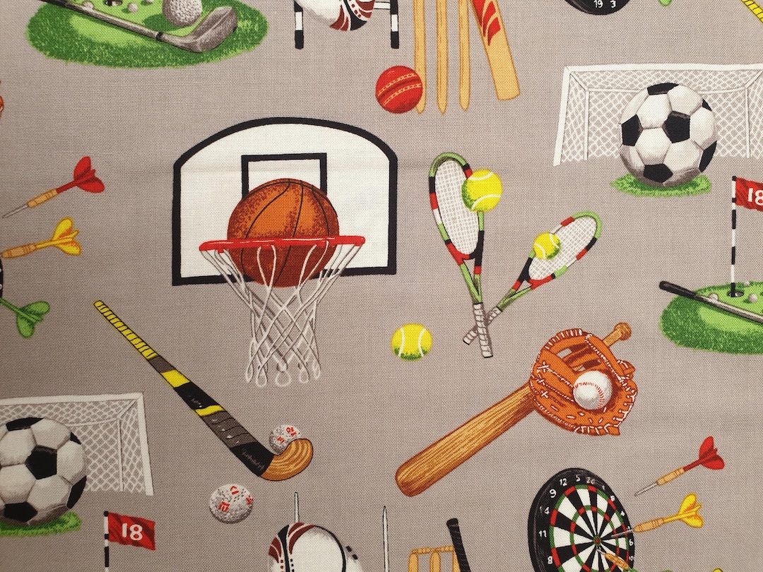 Sports Fabric UK 100% Cotton Material by Metre All Games Football ...