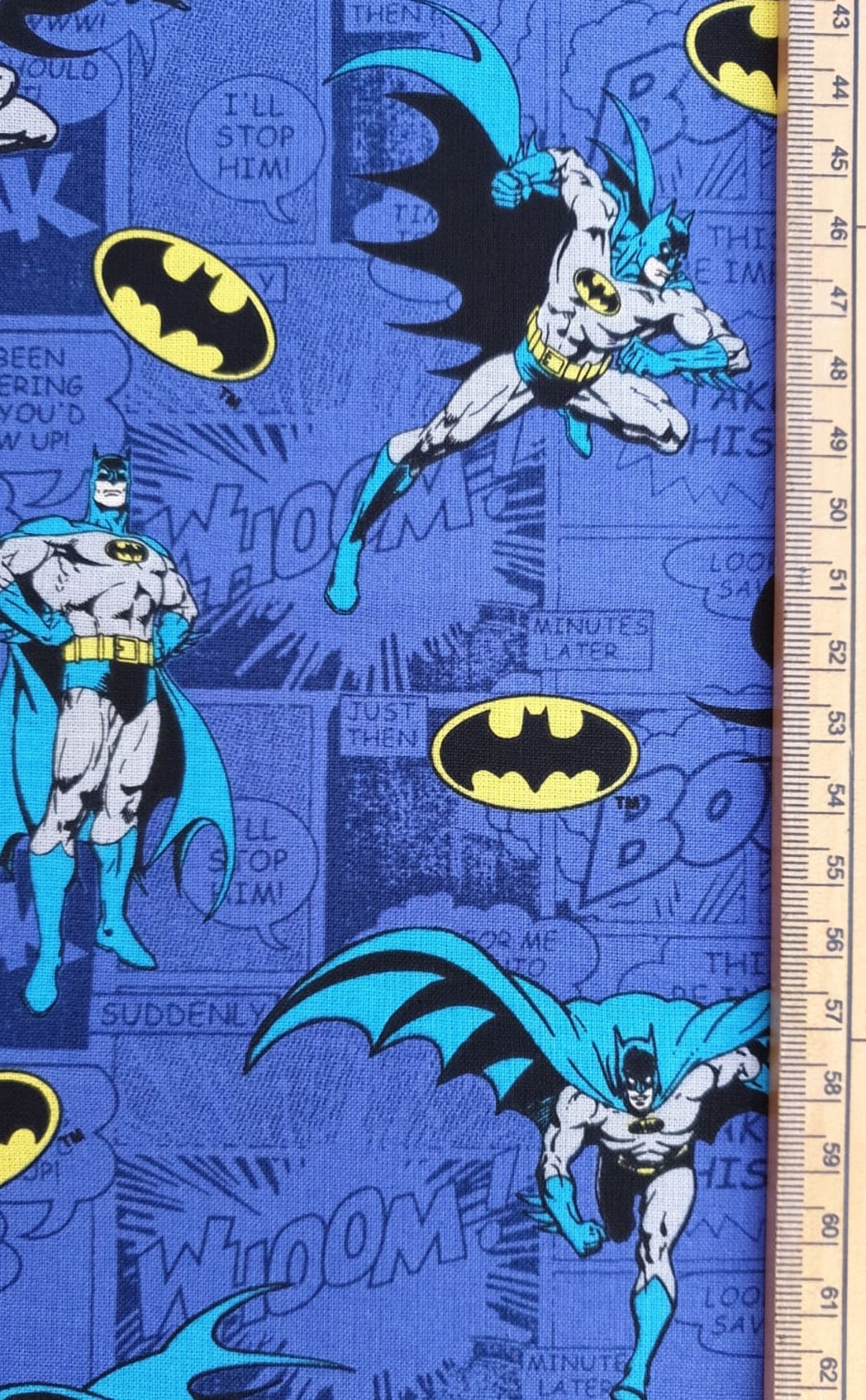 Batman Logo Character Fabric UK Blue Background Fat Quarter 20" X 22 ...