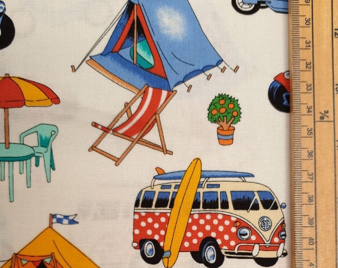 Caravans Quilters Road Trip Scenic Multi Blue Cotton Quilting Fabric 1/ ...