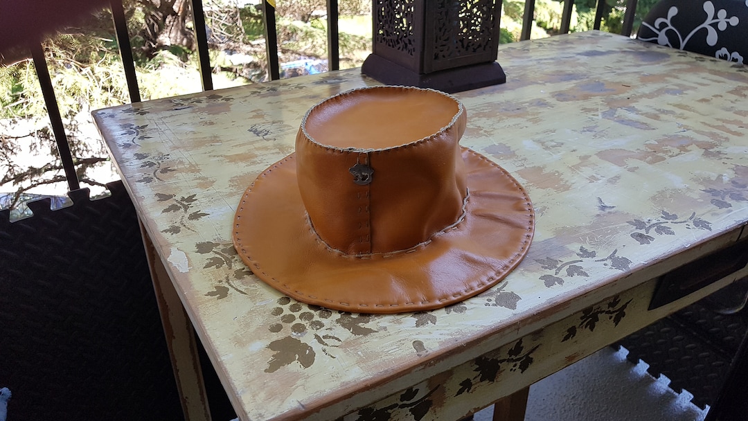 Handmade Leather Hats, Vintage Handmade Leather Hats, Hand Stitched ...