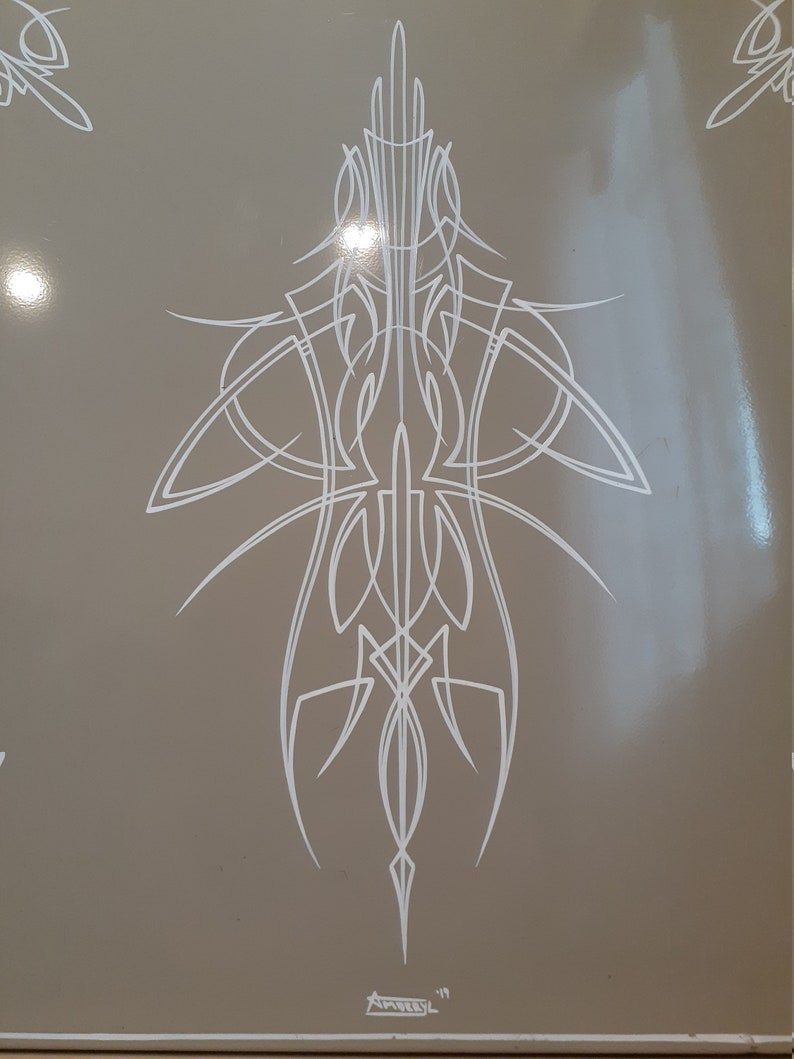 Pinstriping Design White on Beige Coated Panel - Etsy