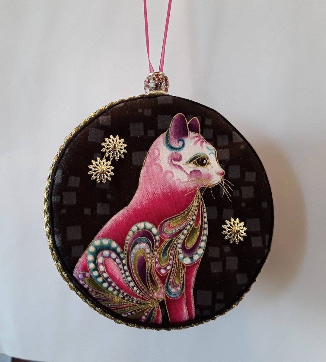Paisley Cat Quilted Ornament - Etsy