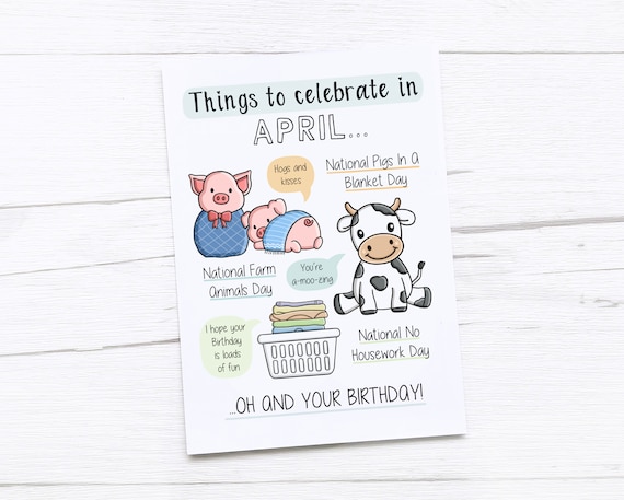 Funny April Birthday Card Born in April April Birthday | Etsy UK