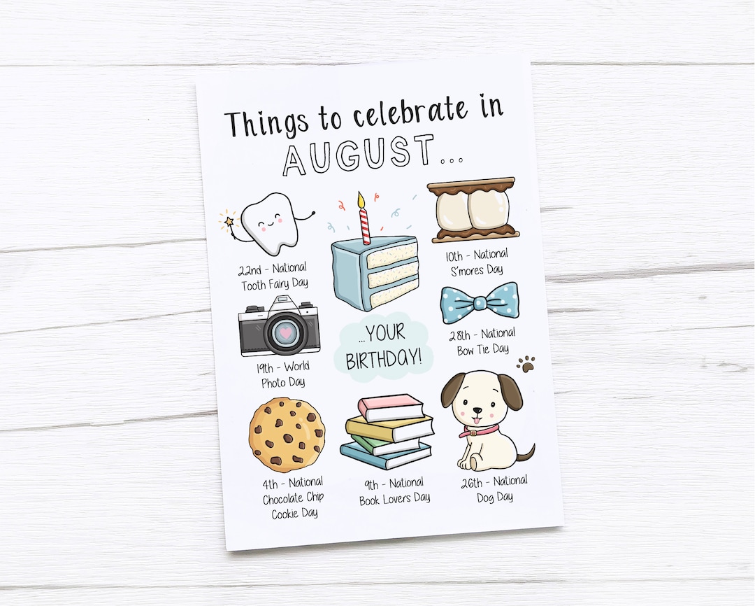 August Birthday Card | Born in August | August Birthday - Etsy