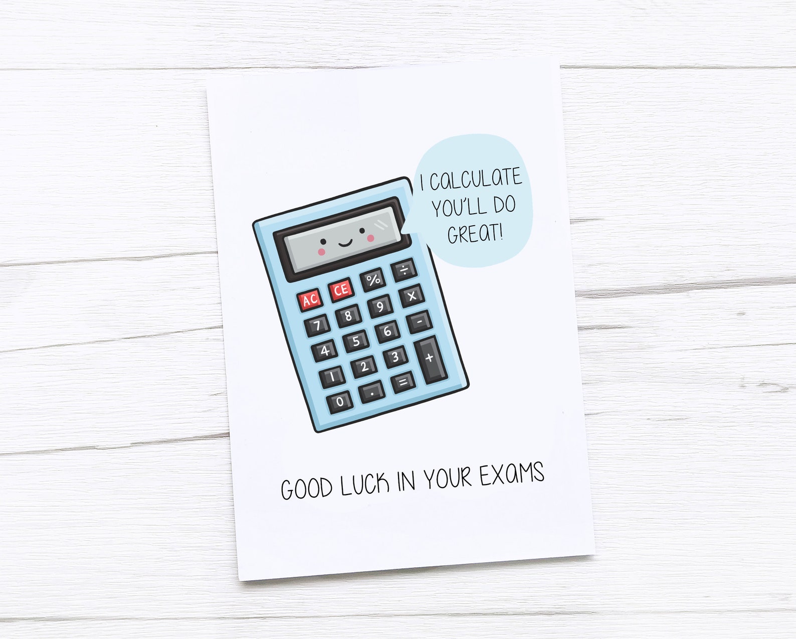 Good Luck in Your Exams Card Exam Support Good Luck Card Calculator - Etsy