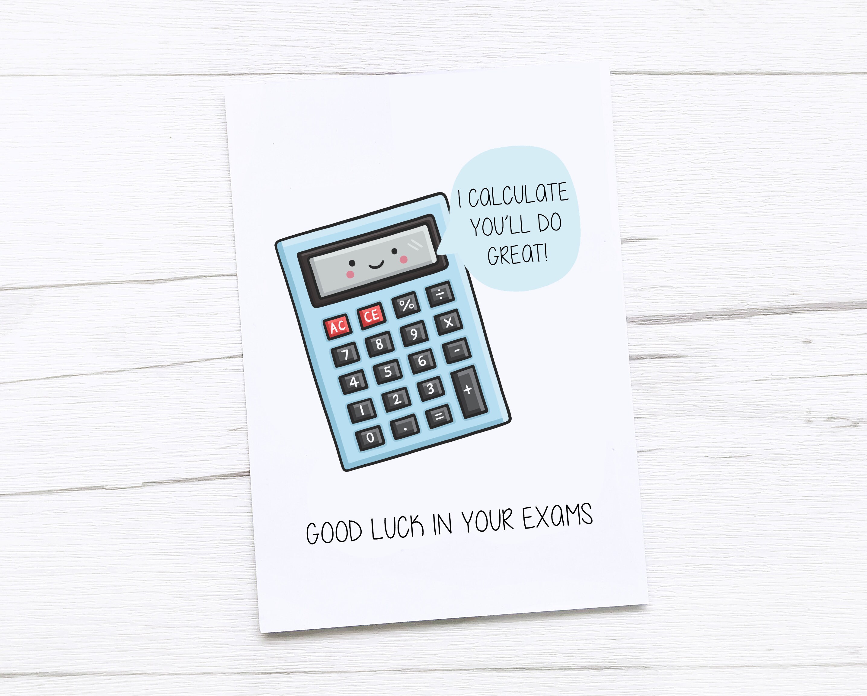 Good Luck in Your Exams Card Exam Support Good Luck Card Calculator - Etsy
