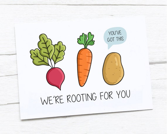 Good Luck Card Rooting for You Vegetables | Etsy UK