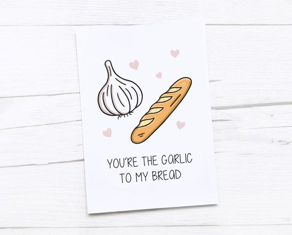 Happy Anniversary Card Garlic Bread Happy Valentine's | Etsy