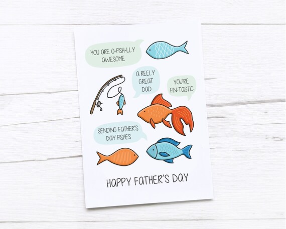 Happy Fathers Day Card Dad Card Fish Fishing | Etsy UK