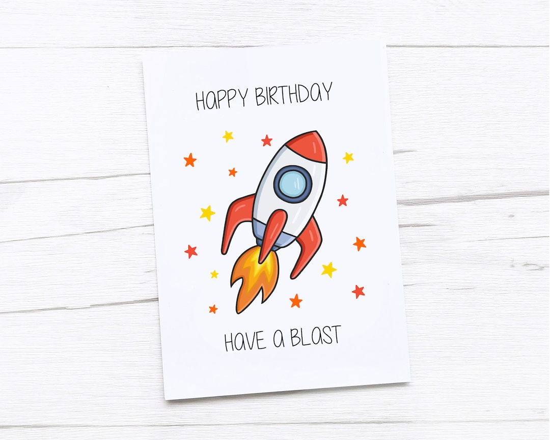 Happy Birthday Card | Rocket | Space Birthday - Etsy