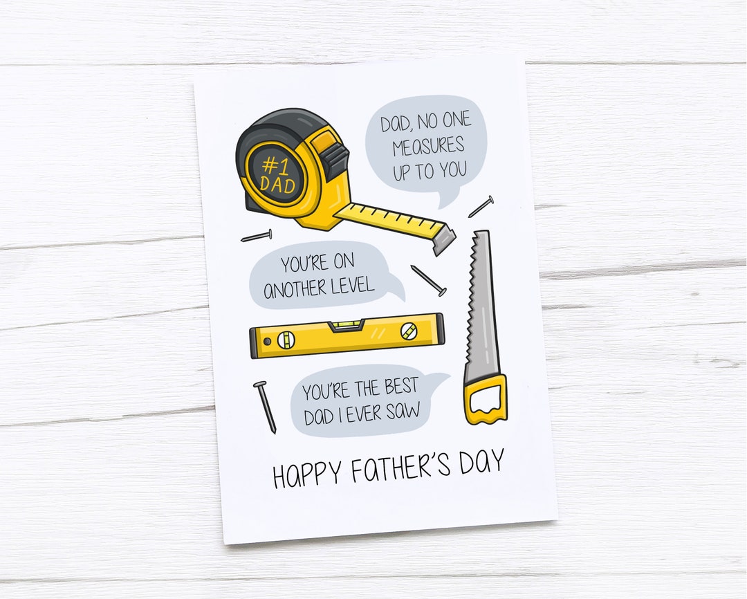 Happy Fathers Day Card | Dad Card | Tools | DIY | Saw | Tape Measure ...