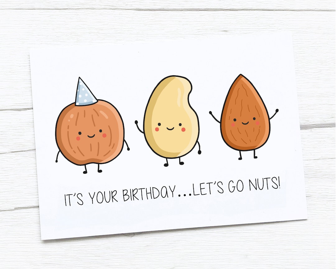 Happy Birthday Card | Lets Go Nuts | Nut - Etsy