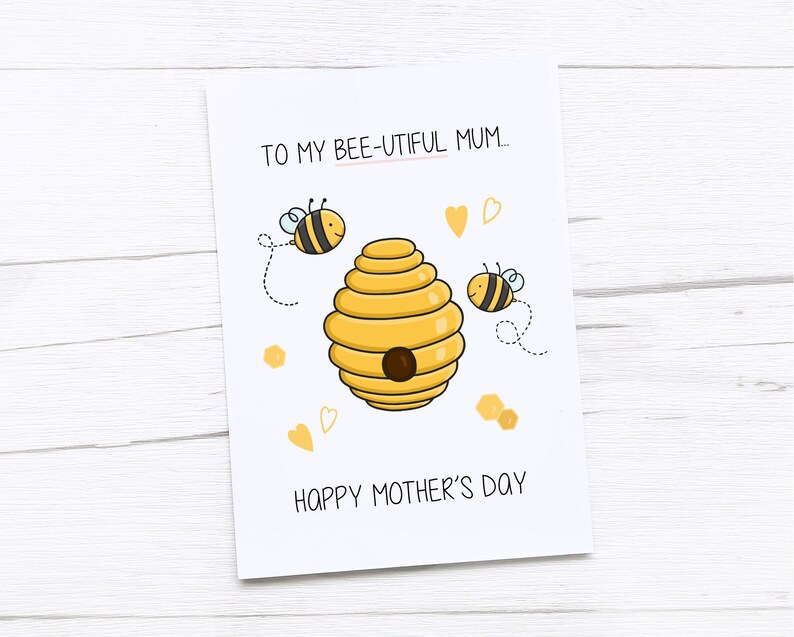 Happy Mothers Day Card Mothers Day Mum Card Bee - Etsy