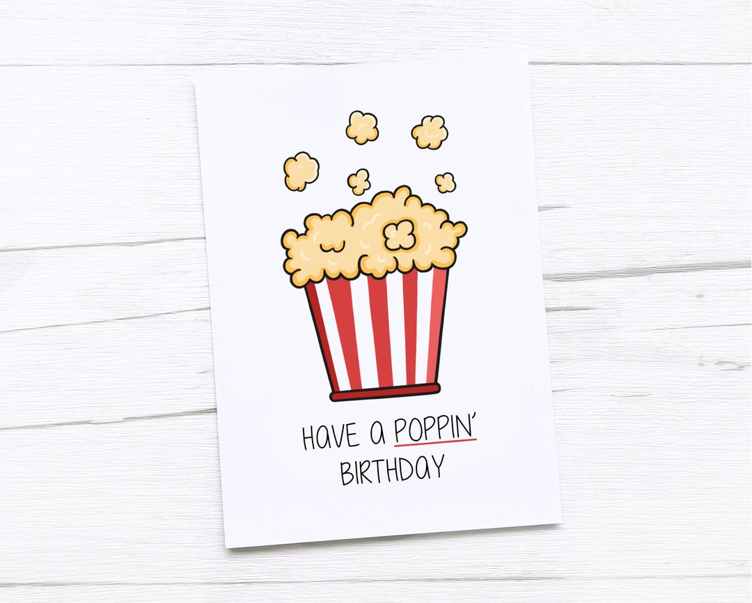 Happy Birthday Card | Popcorn - Etsy