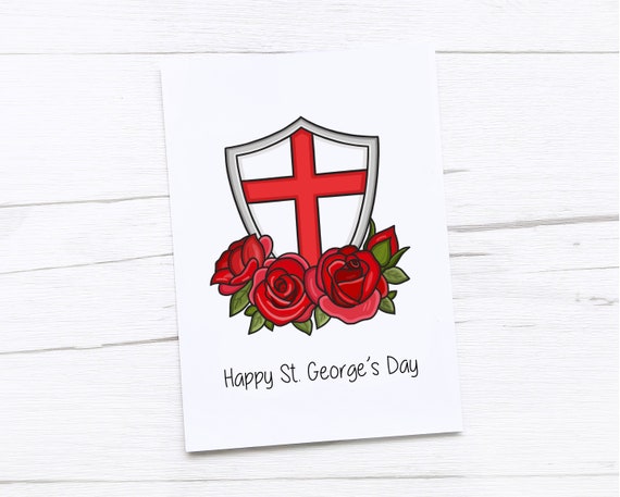 Happy Saint George's Day Card St Georges Day Roses | Etsy