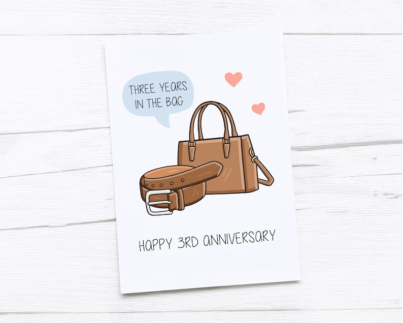 Happy 3rd Anniversary Card Leather Anniversary Third - Etsy UK