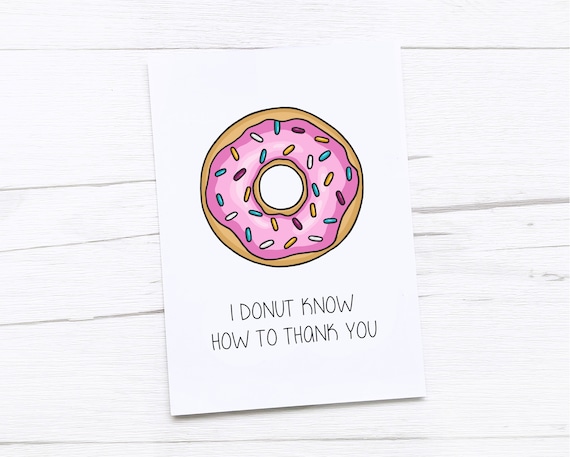 Thank You Card Thanks Card Donut | Etsy