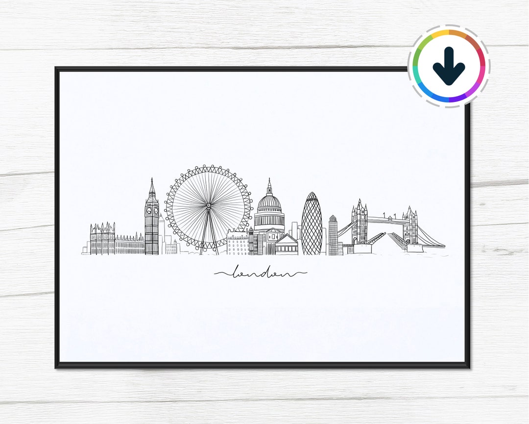 London Skyline | Digital Download Art | Printable Wall Art | London Art ...
