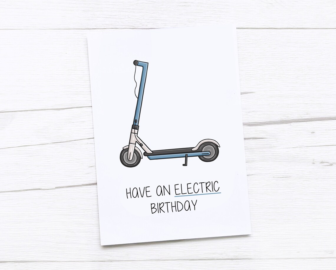 Happy Birthday Card | Electric Scooter - Etsy UK