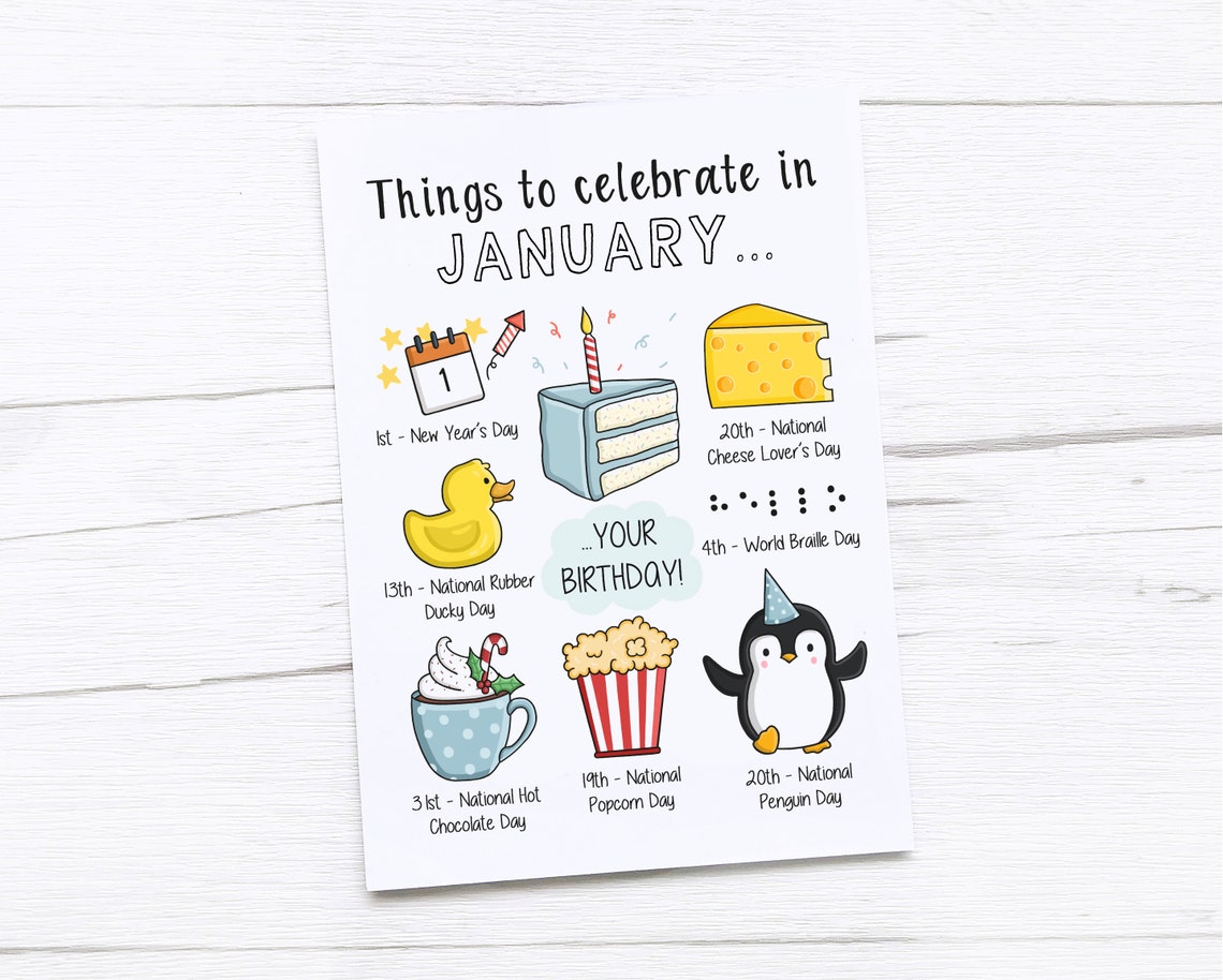 January Birthday Card Born in January January Birthday - Etsy