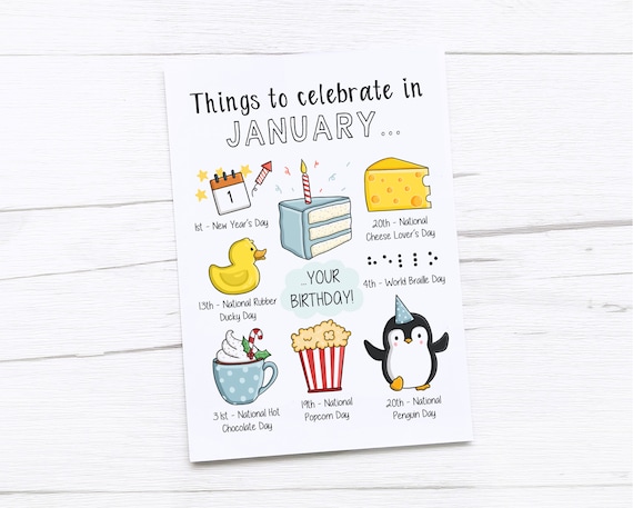 January Birthday Card Born in January January Birthday - Etsy