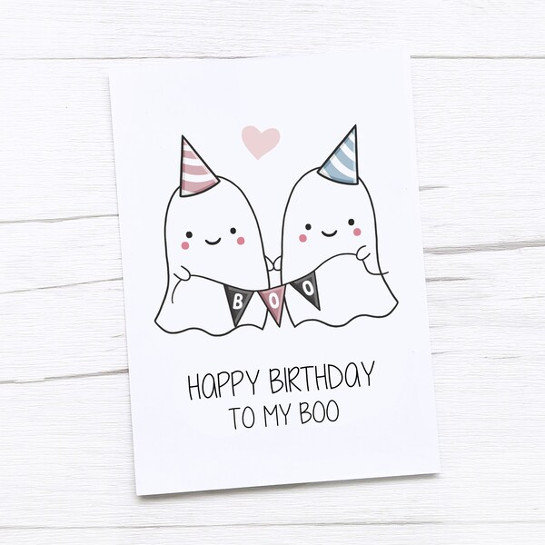 Happy Birthday Card Ghost - Etsy