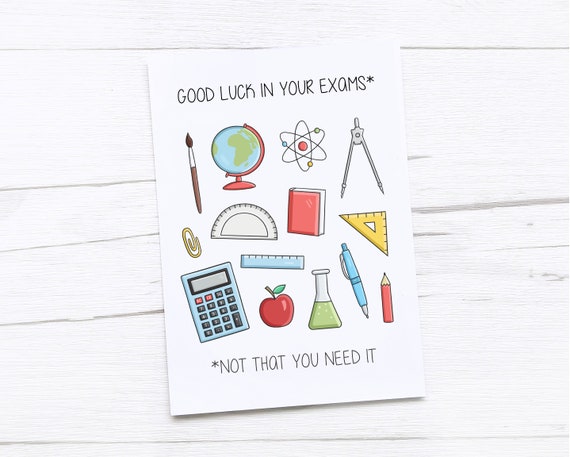 Good Luck in Your Exams Card Exam Support Good Luck Card - Etsy