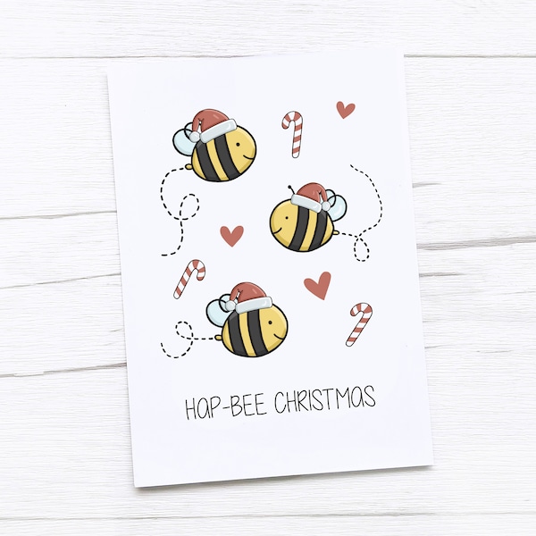 Bee Christmas Card - Etsy UK
