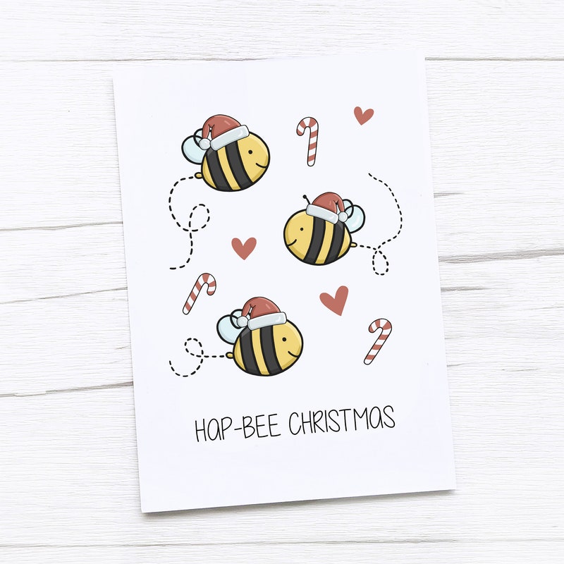 Bee Christmas Card - Etsy UK
