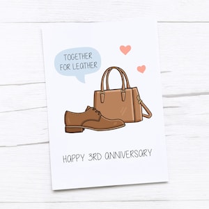 Happy 3rd Anniversary Card Leather Anniversary Third | Etsy