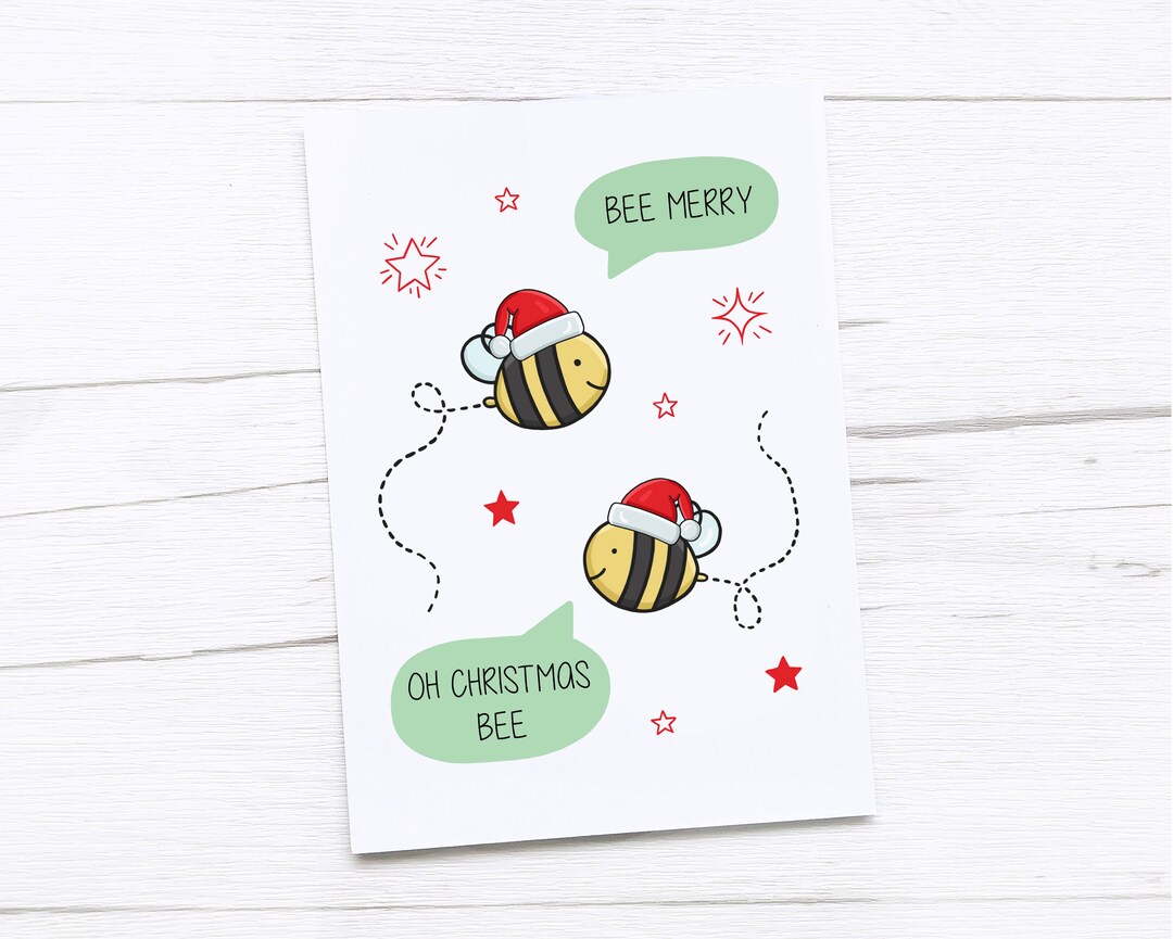 Happy Christmas Card | Merry Christmas | Bee - Etsy