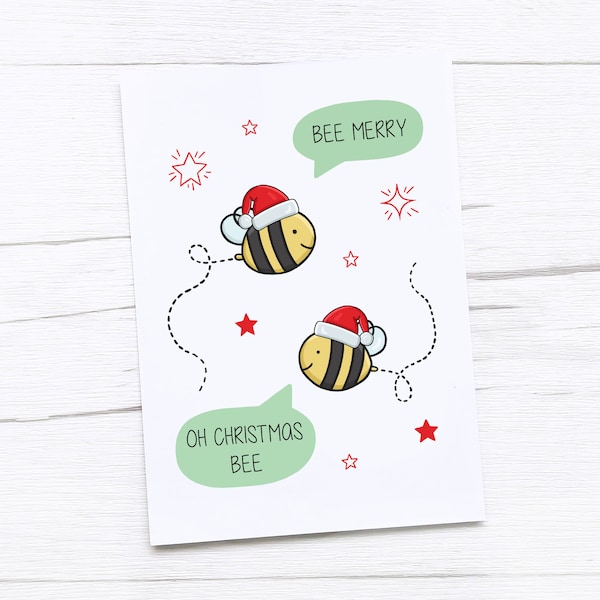 Bee Christmas Card - Etsy UK