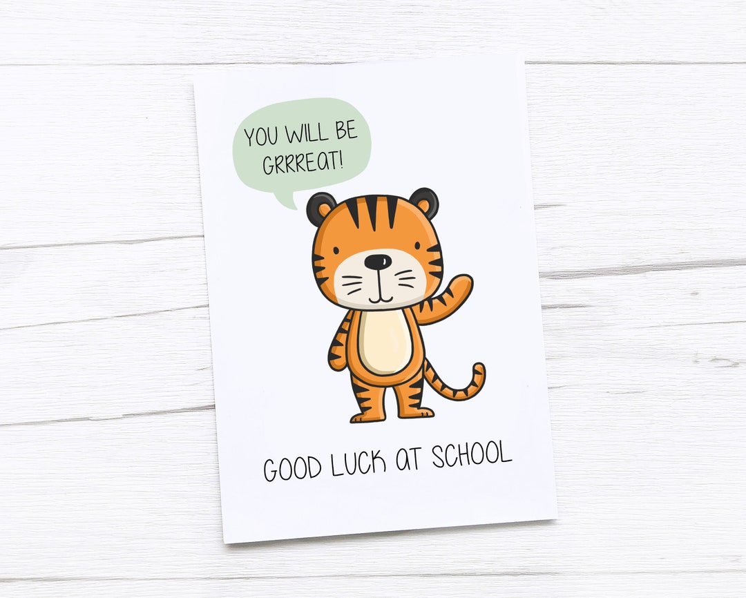 Back to School Card | Good Luck Card | Good Luck School | Tiger - Etsy