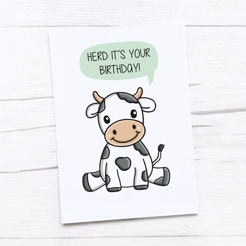 Printable Cow Birthday Card - Etsy