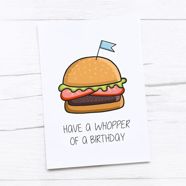 Burger Birthday Card - Etsy