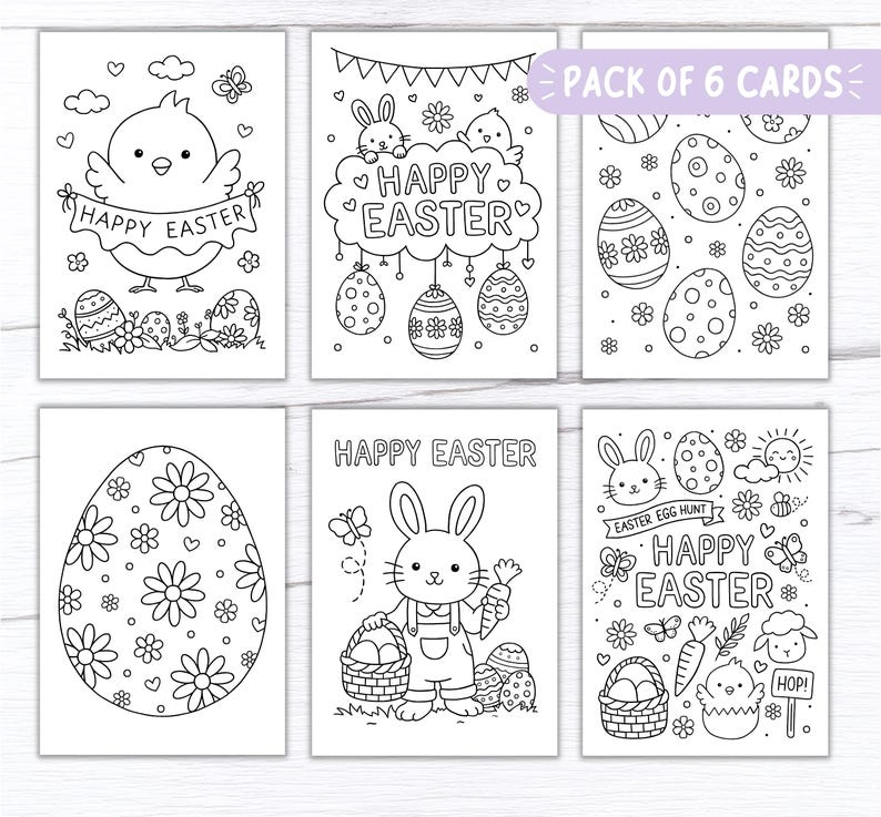 Easter Colouring in Cards | Easter Card Pack | Pack of Colour in Cards ...