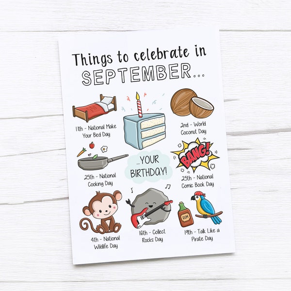 September Birthday Card - Etsy