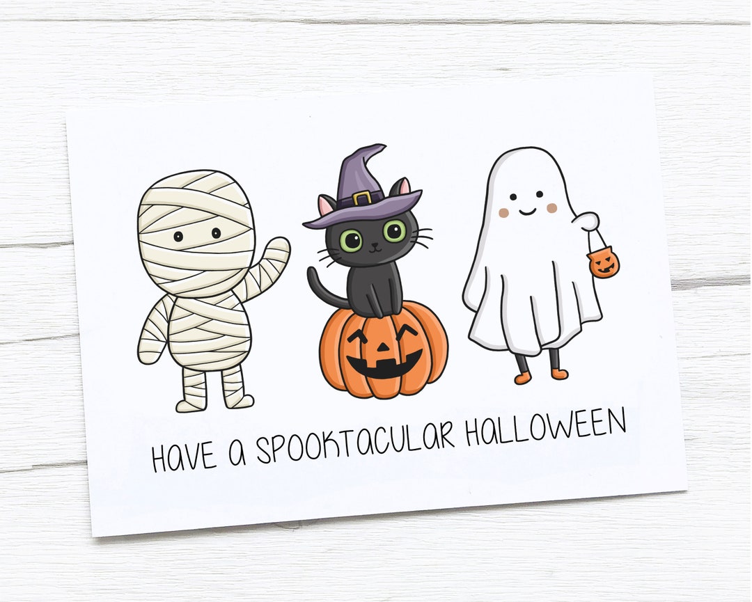 Happy Halloween Card | Spooktacular Halloween | Mummy | Black Cat ...