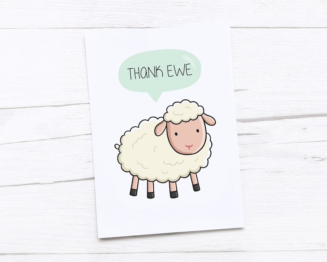 Thank You Card | Thank Ewe | Sheep - Etsy