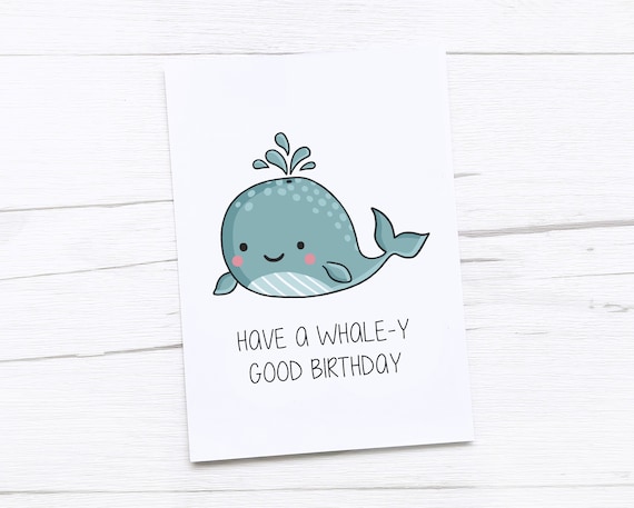 Happy Birthday Card Whale - Etsy