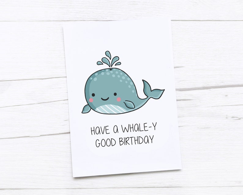Happy Birthday Card | Whale - Etsy